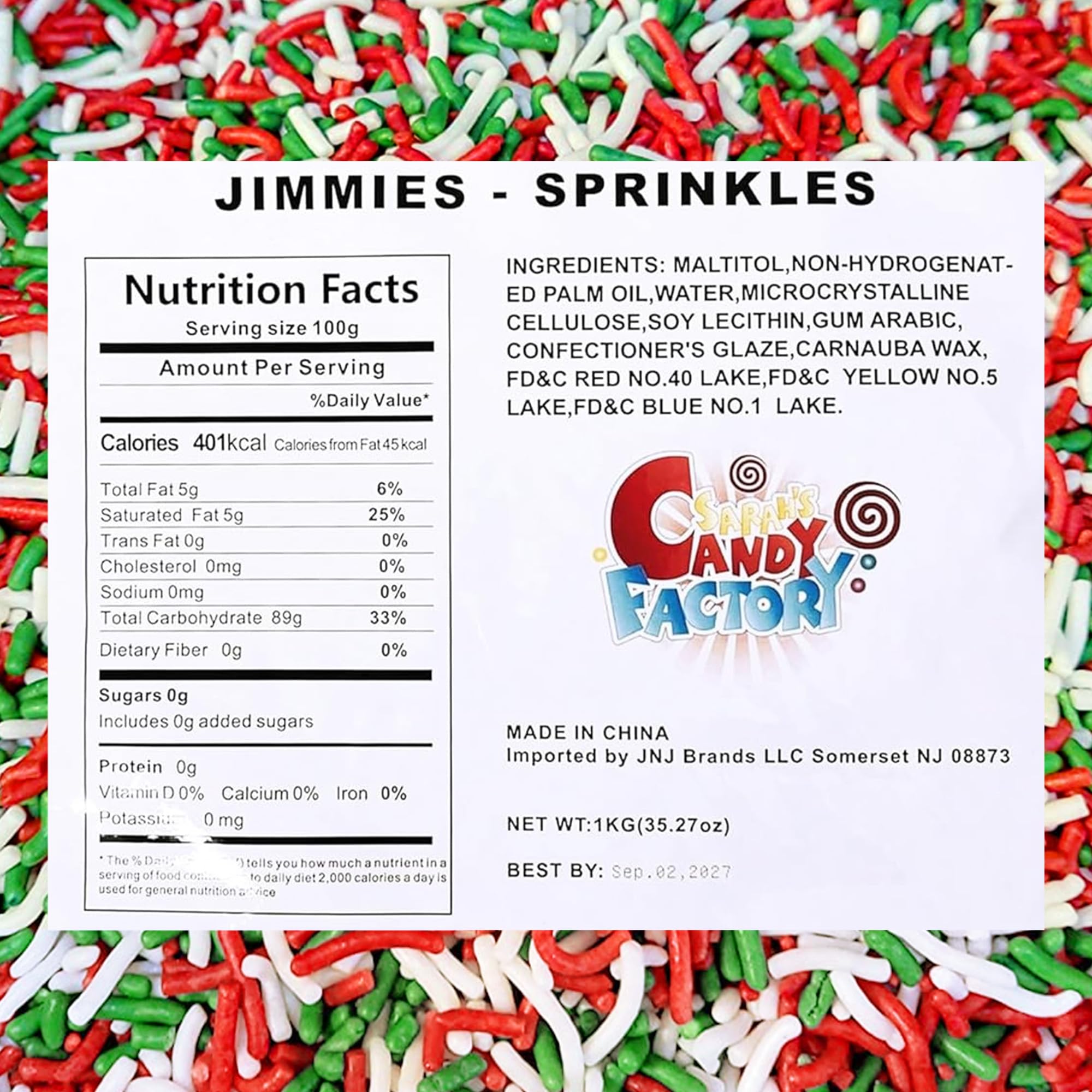Sarah's Candy Factory Christmas Sprinkles - 2.2 lbs